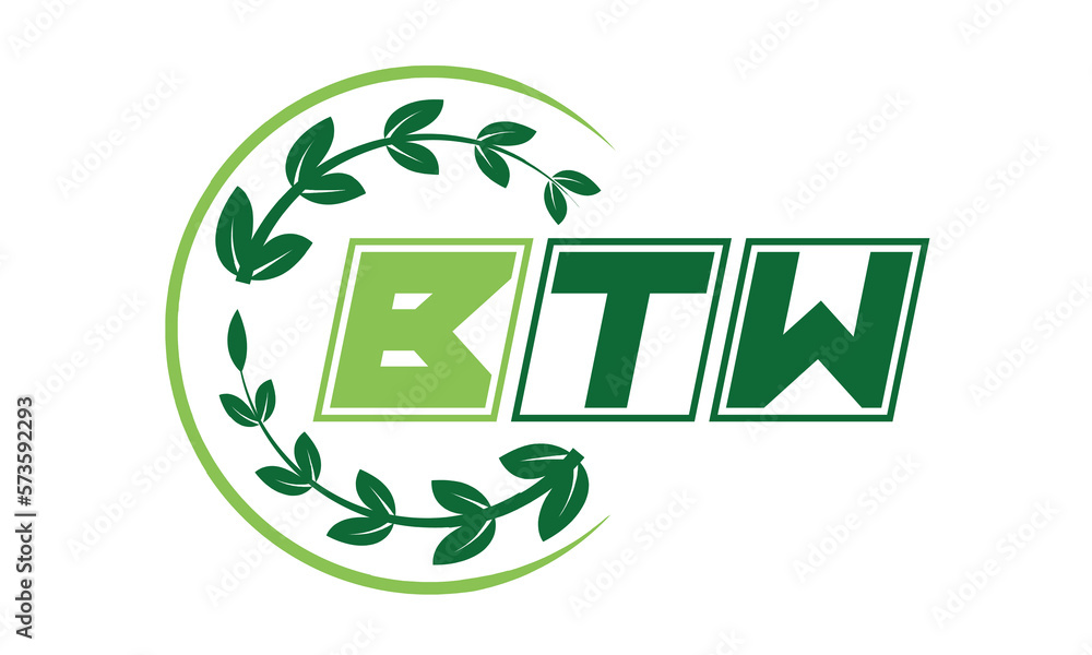 BTW Three-letter natural logo design, vector template. | monogram logo ...