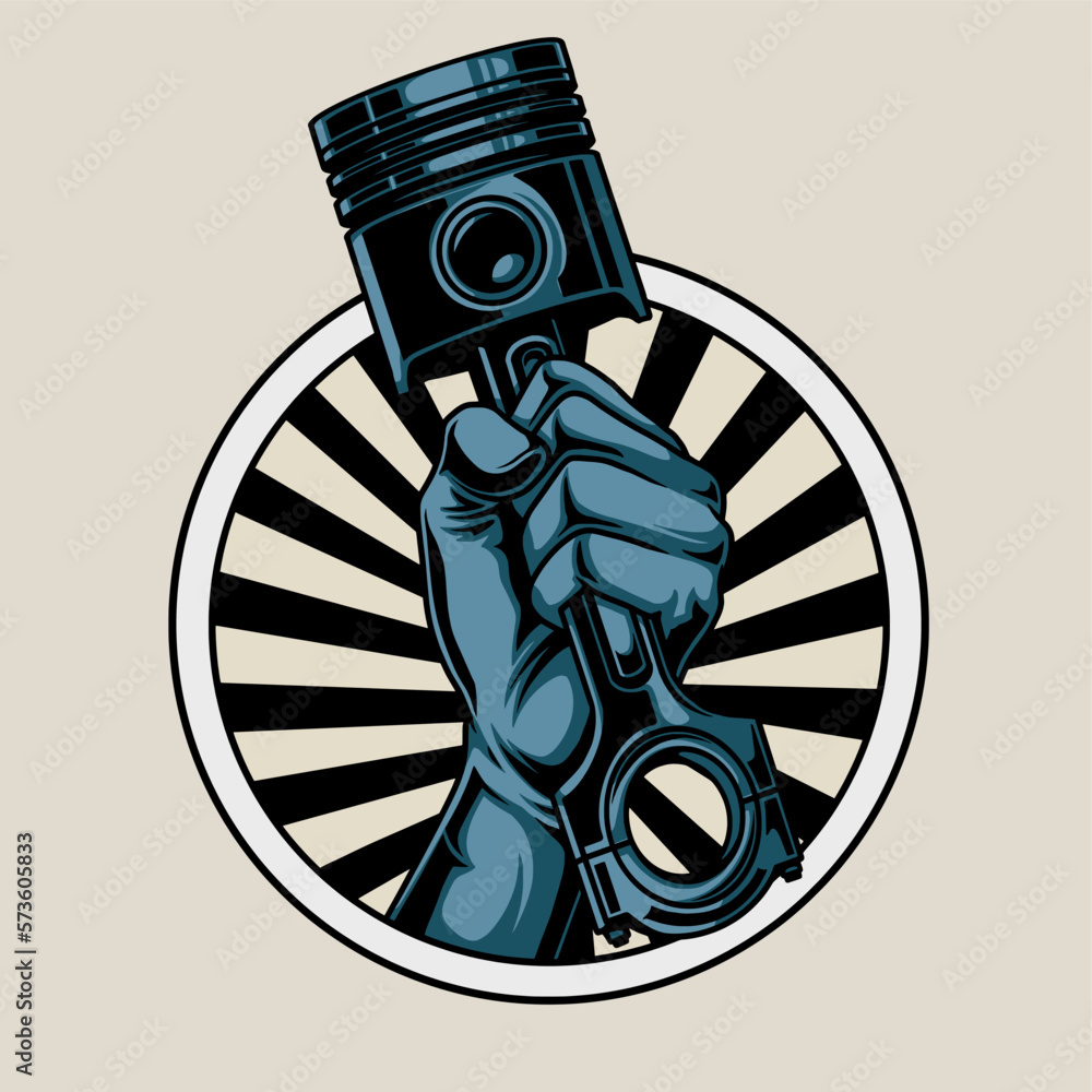 Mechanic logo, hand holding piston. And can be edited and added writing ...