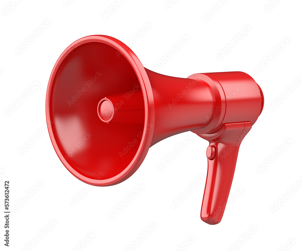 Red electric megaphone, isolated on transparent background Stock ...