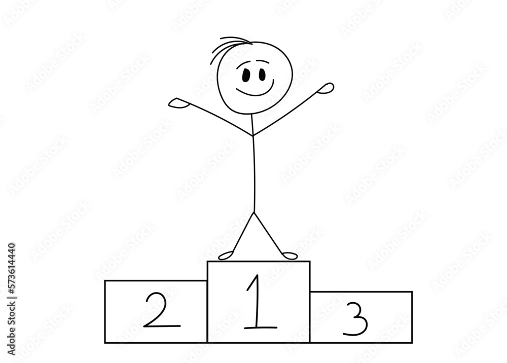 Vector cartoon stick figure drawing conceptual illustration of man or ...