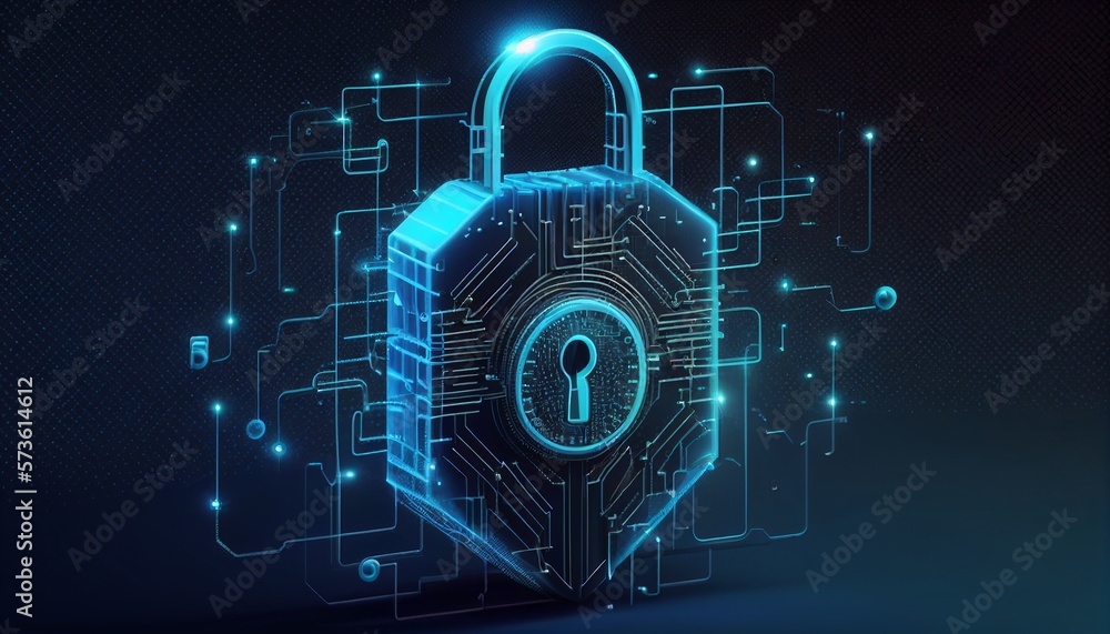 In this abstract cyberattack block concept, Generative AI, a shield ...