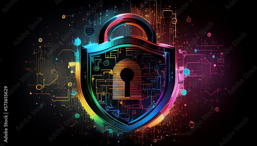 In this abstract cyberattack block concept, Generative AI, a shield ...