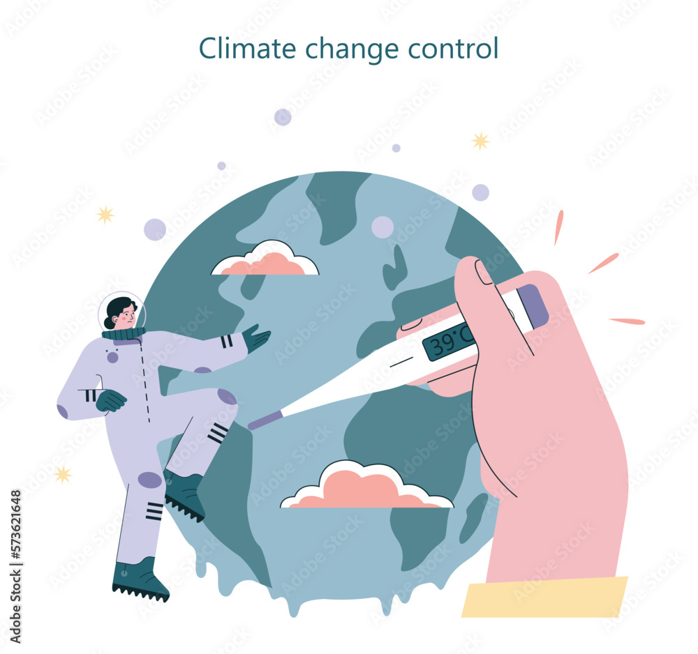 Climate change control. Planet Earth temperature rising due to CO2 ...