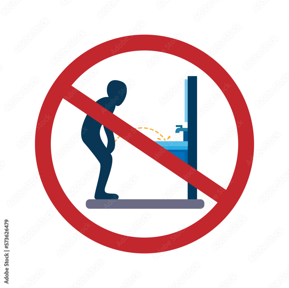 Toilet warning sign no pee in the sink symbol illustration vector Stock ...