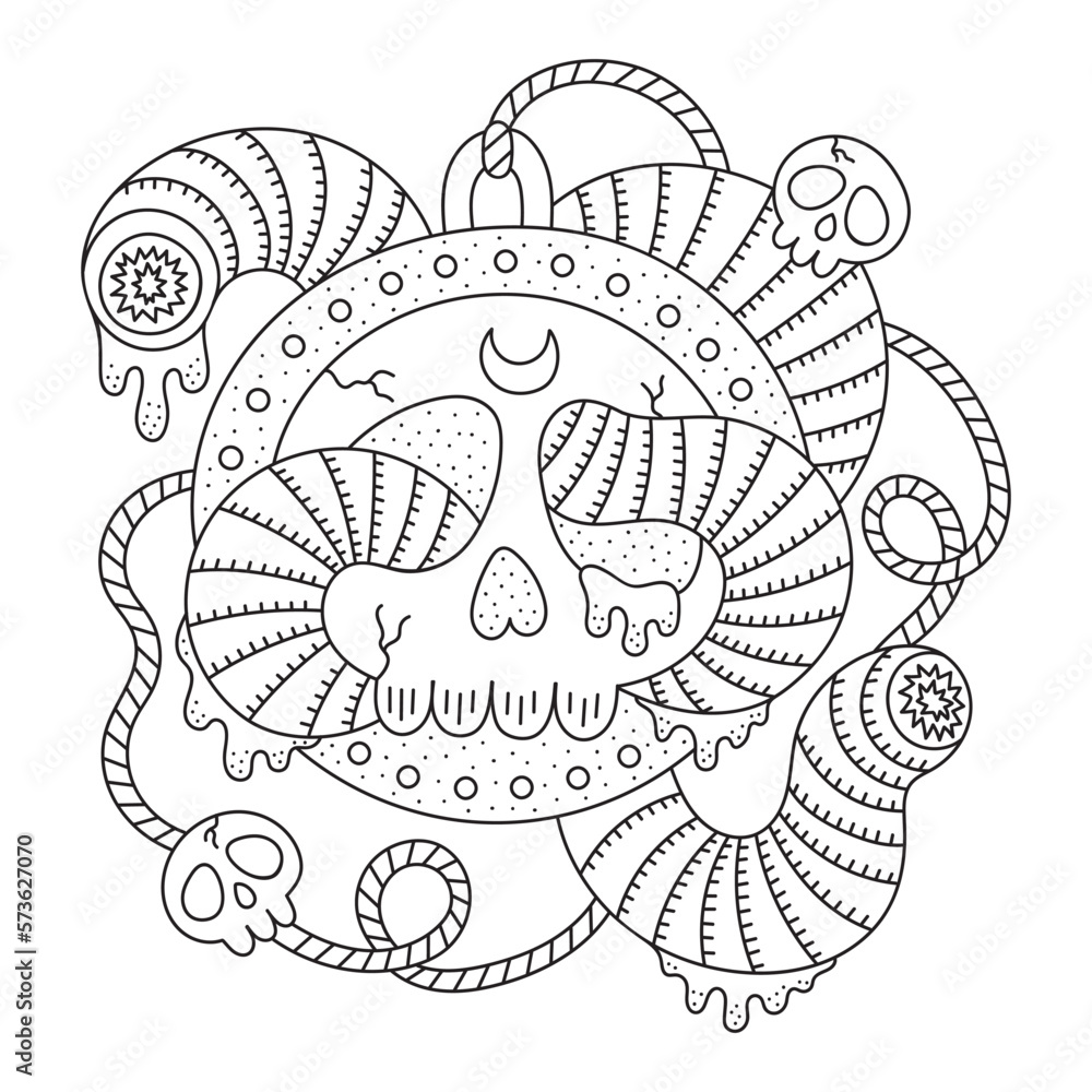 Mysterious medallion with scull. Scary big worms. Dark fantasy art ...