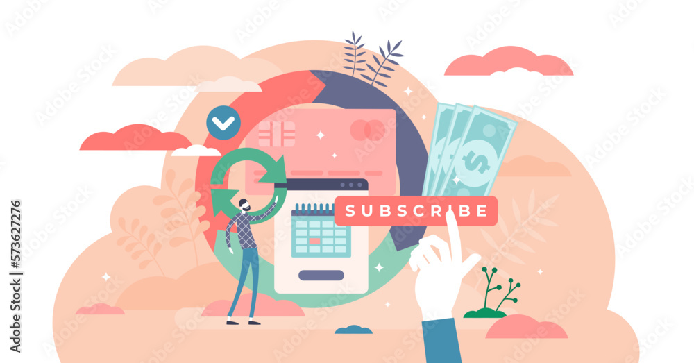 Subscription illustration, transparent background. Monthly order ...