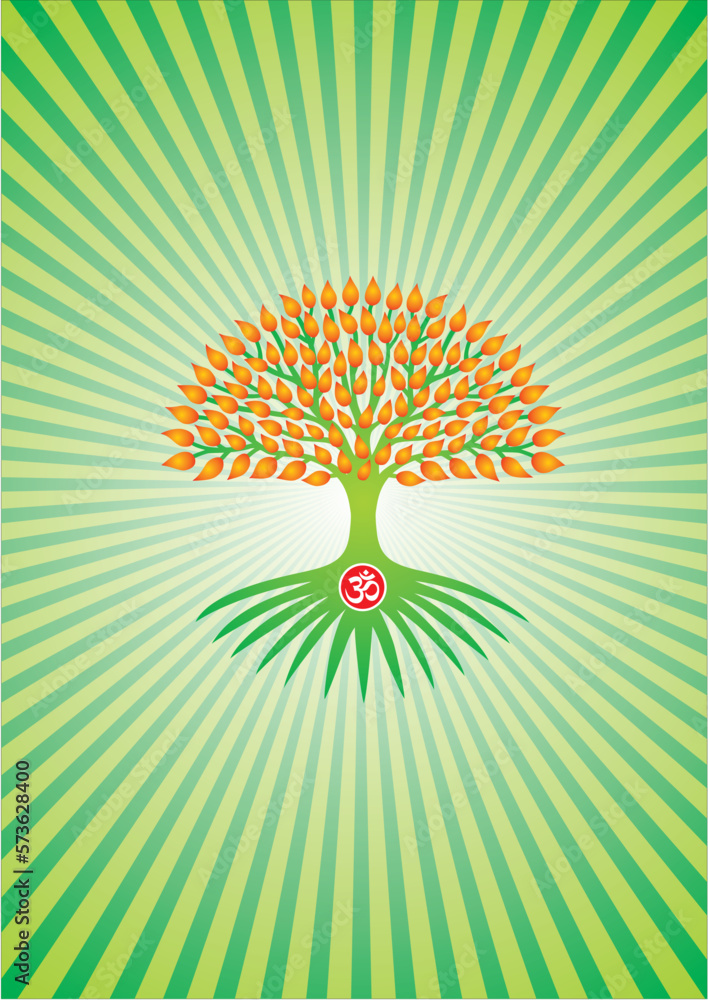 The tree of life with the sign om, aum, ohm in the center. Symbol of ...