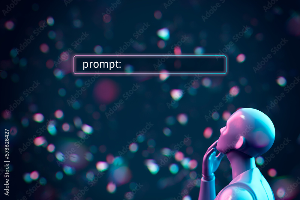 Artificial Intelligence AI Think About Prompt Stock Illustration
