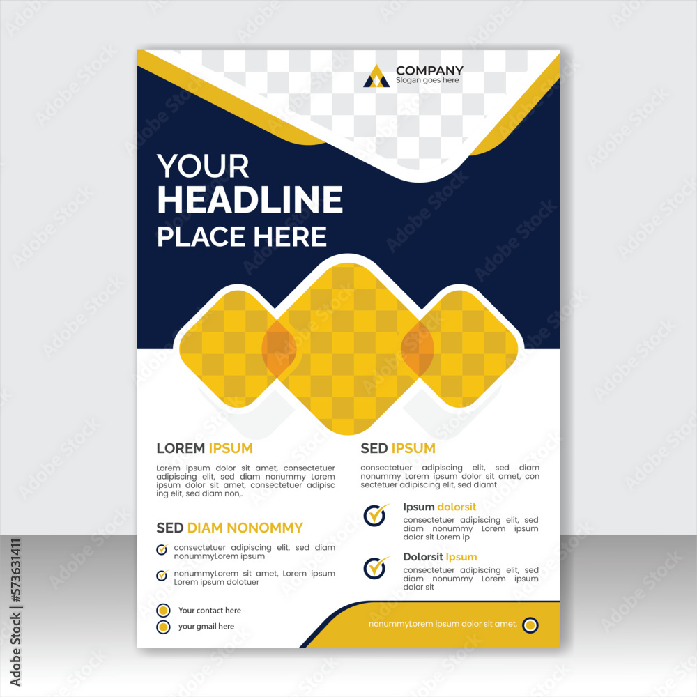 Vetor de Business flyer template with colors yellow and blue and ...