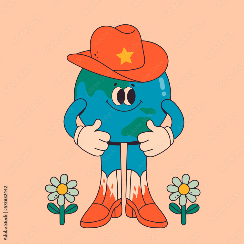 Planet Earth character. Cute Earth globe with emotions, face, arms ...