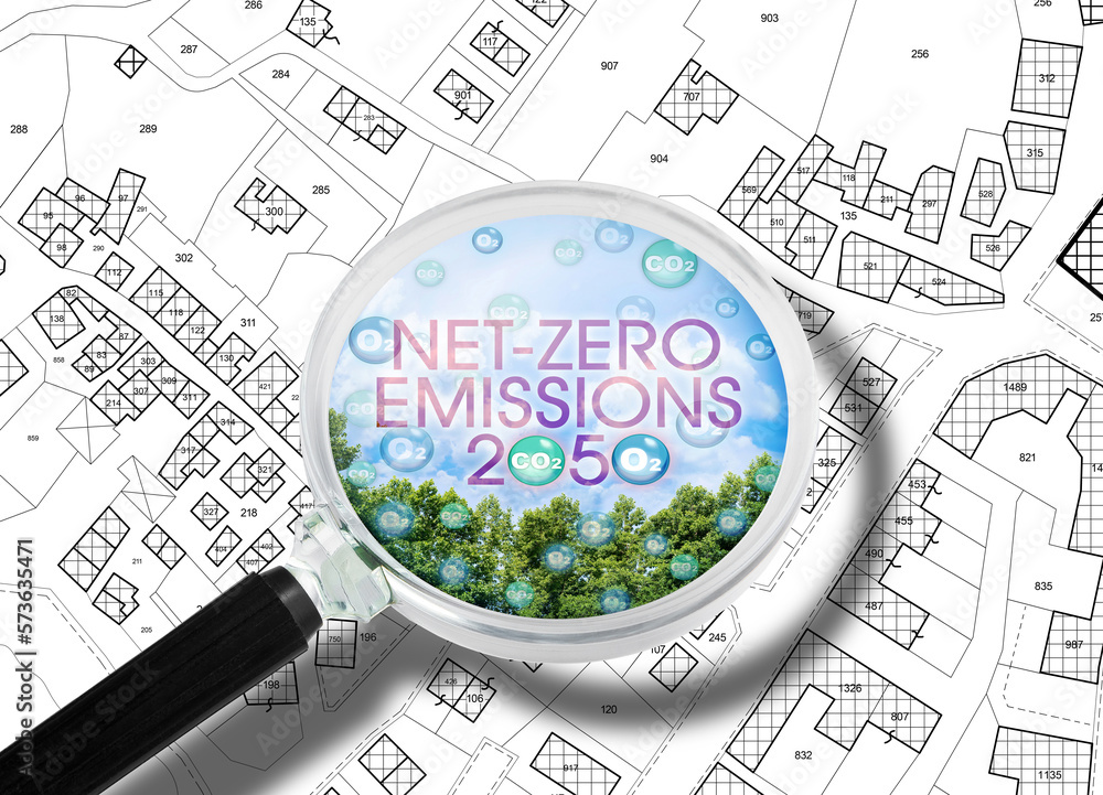 CO2 Net-Zero Emission 2050 and Carbon Neutrality concept with imaginary ...