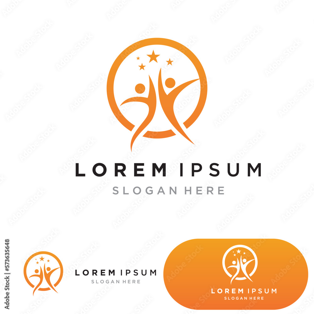 Star people logo design. Star community vector logo. star community ...