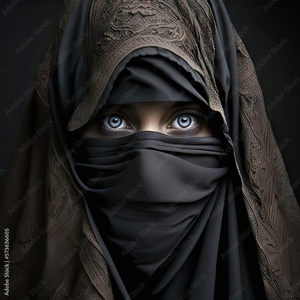 AI generated Portrait of muslim arabic, emirates or egyptian woman with ...