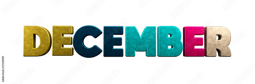 Bold and Colorful 3D December Text Illustration in Shades of Magenta ...