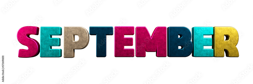 Bold and Colorful 3D September Text Illustration in Shades of Magenta ...