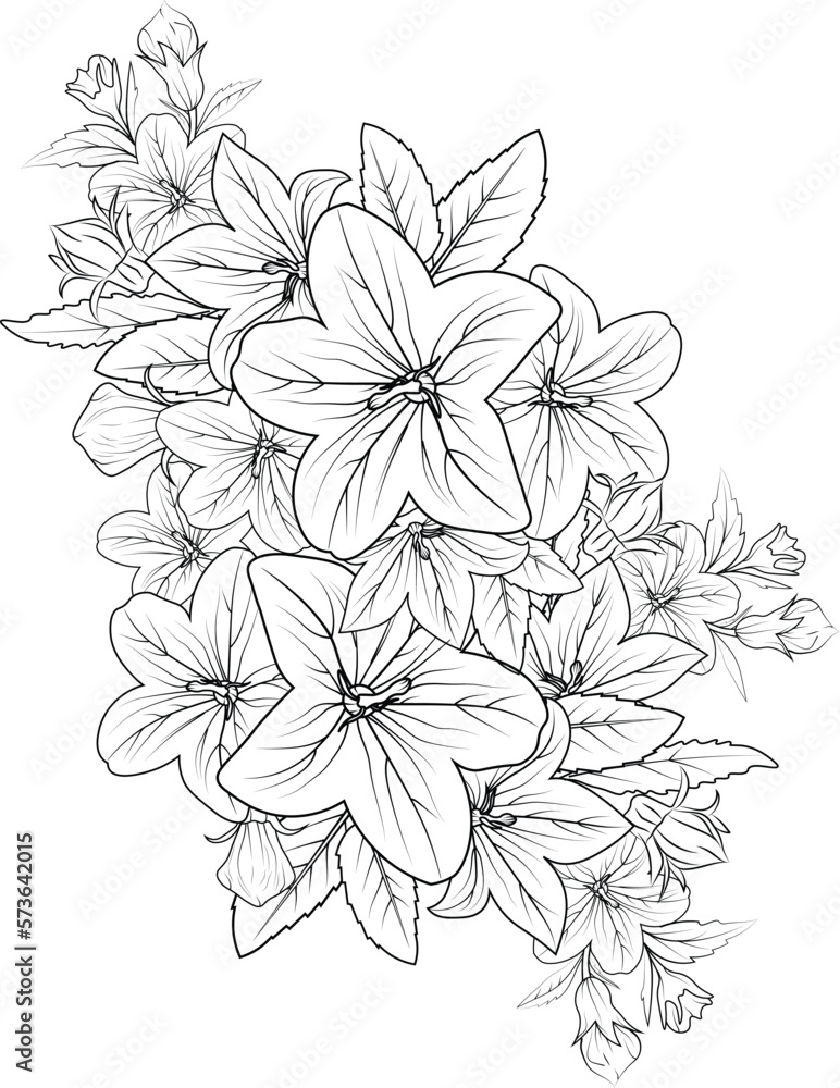 Vetor de Set of a decorative stylized bellflower isolated on white ...