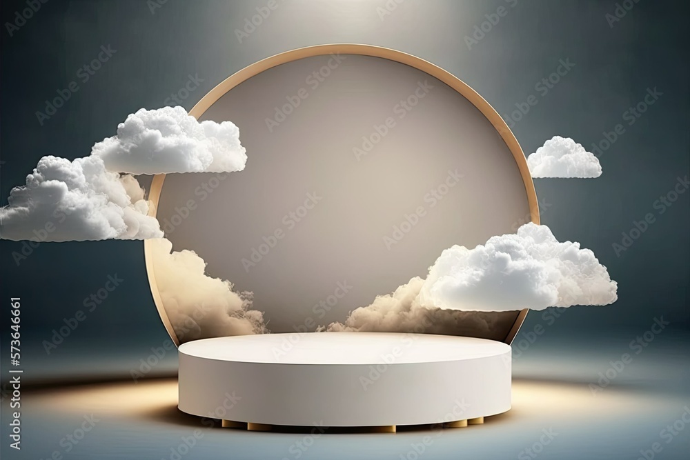 showcase, mockup template, or cosmetic presentation with a round stage ...