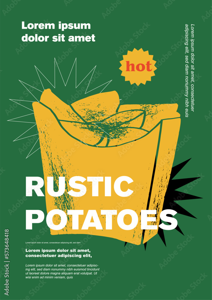 Vetor de Rustic potatoes. Price tag or poster design. Set of vector ...