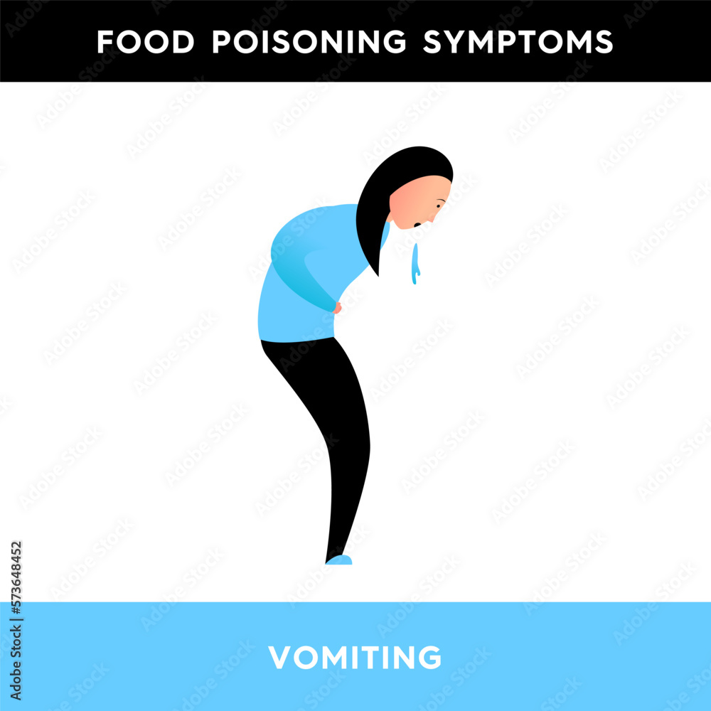 Vector illustration of a girl who vomited. The person has symptoms of ...