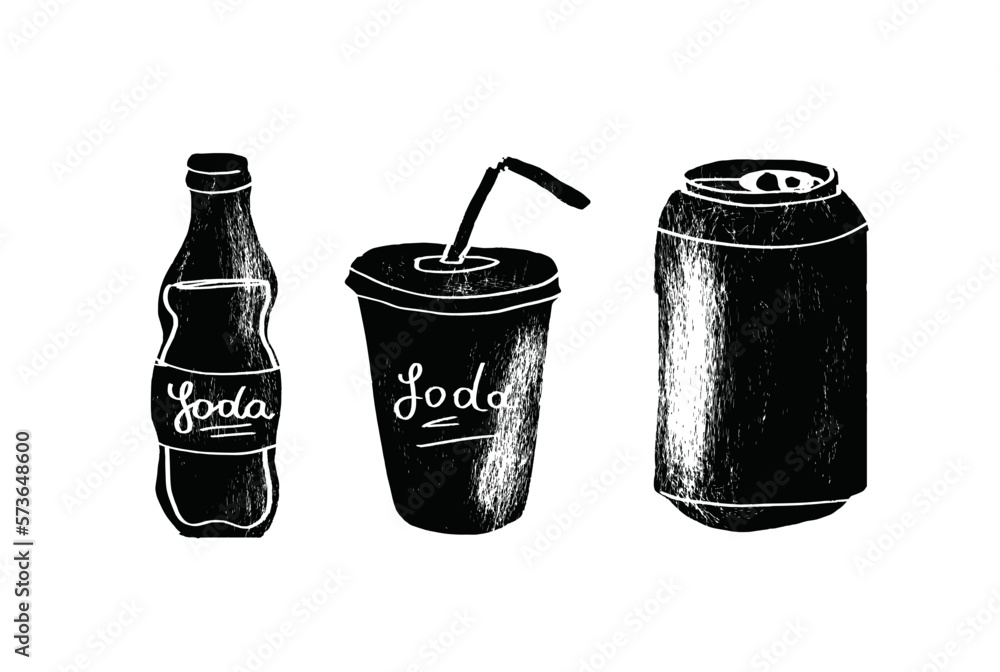 Cafe drink menu. Vector soda drawing. Hand drawn soda illustrations ...