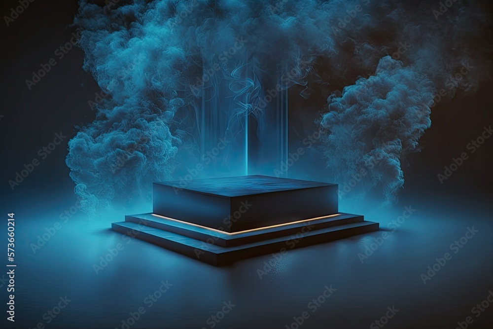 Smooth dark neon blue hues and an opulent smoke ambience on a sleek ...