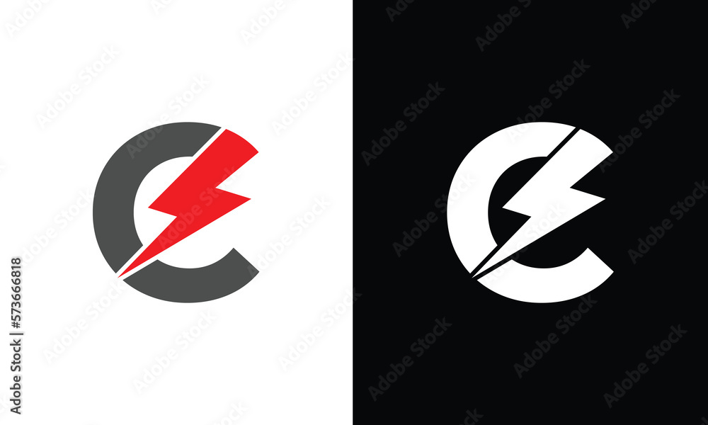 C logo energy vector for identity company. Electric Bolt Letter C Logo ...