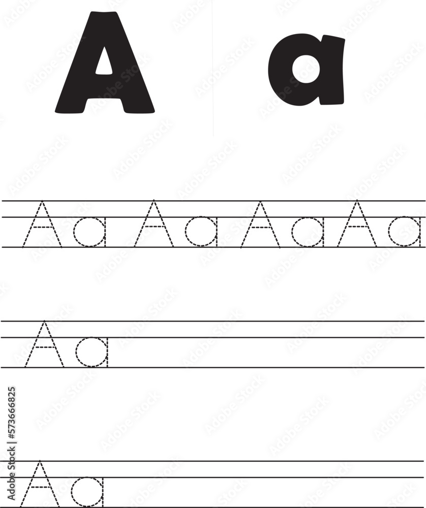A4 worksheet for alphabet A letter hand writing suitable for ...