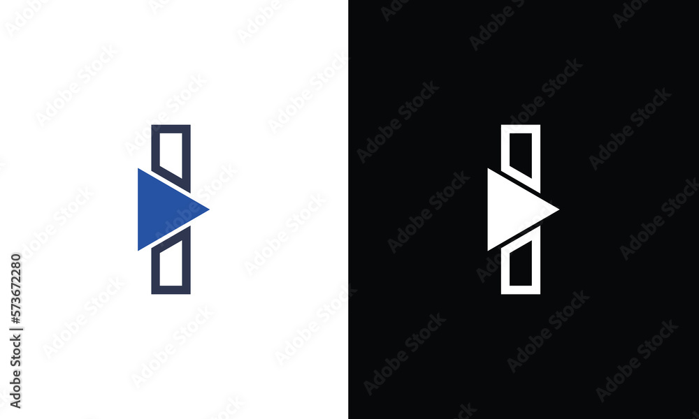 Letter I Logo Geometric Triangle Play button Vector. I logo multimedia ...