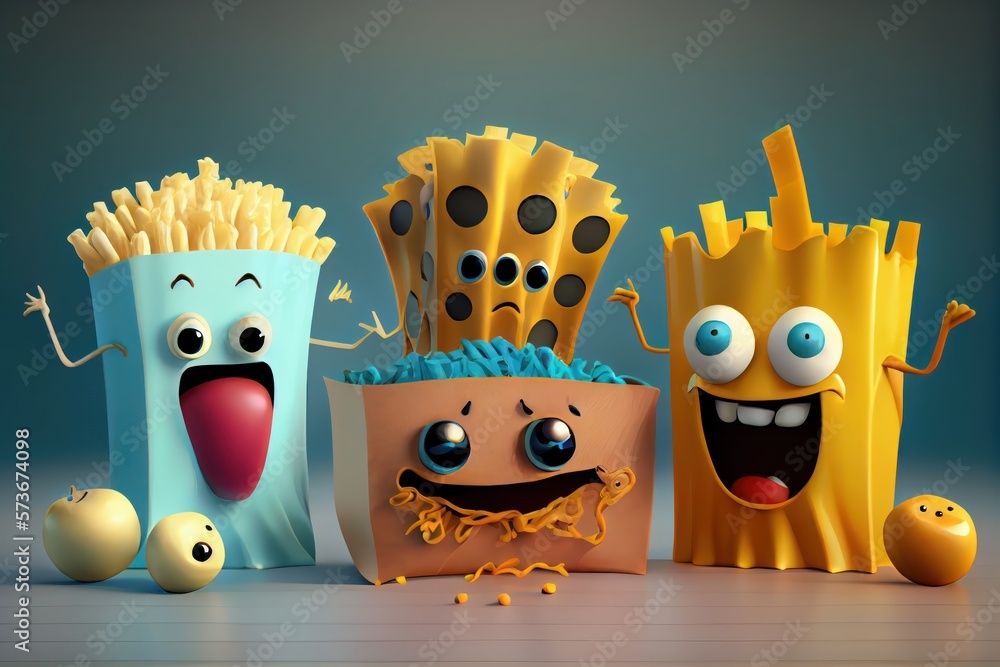 Funny Food Mascots 3D Illustration. Created with Generative AI ...