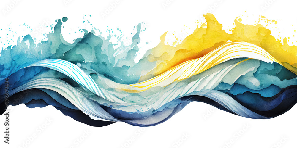 Abstract wave illustration by Vita with hand painted details. Stock ...
