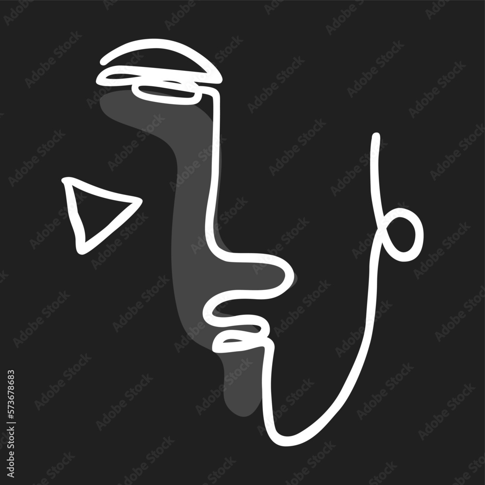 Illustration drawing of a face, artistic stylized line art no gender ...