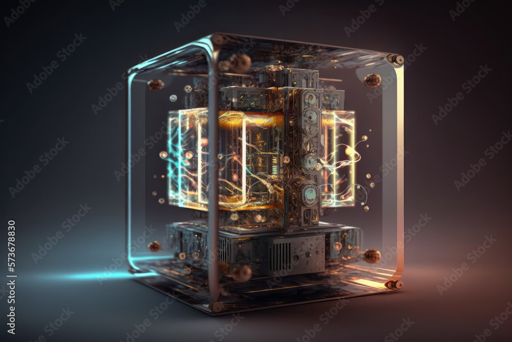 High-speed quantum computer concept created with Generative AI ...
