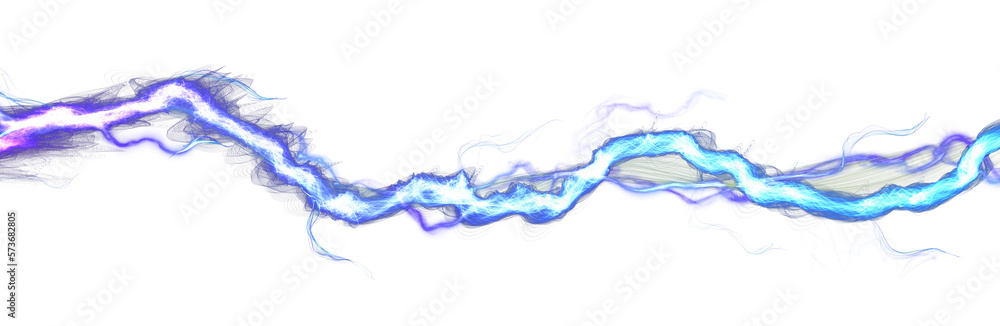 Blue lightning, thunder strike against a transparent background ...