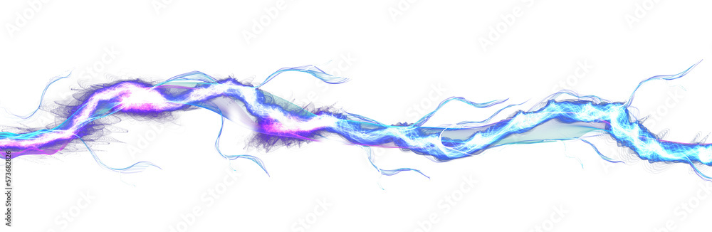 Blue lightning, thunder strike against a transparent background ...