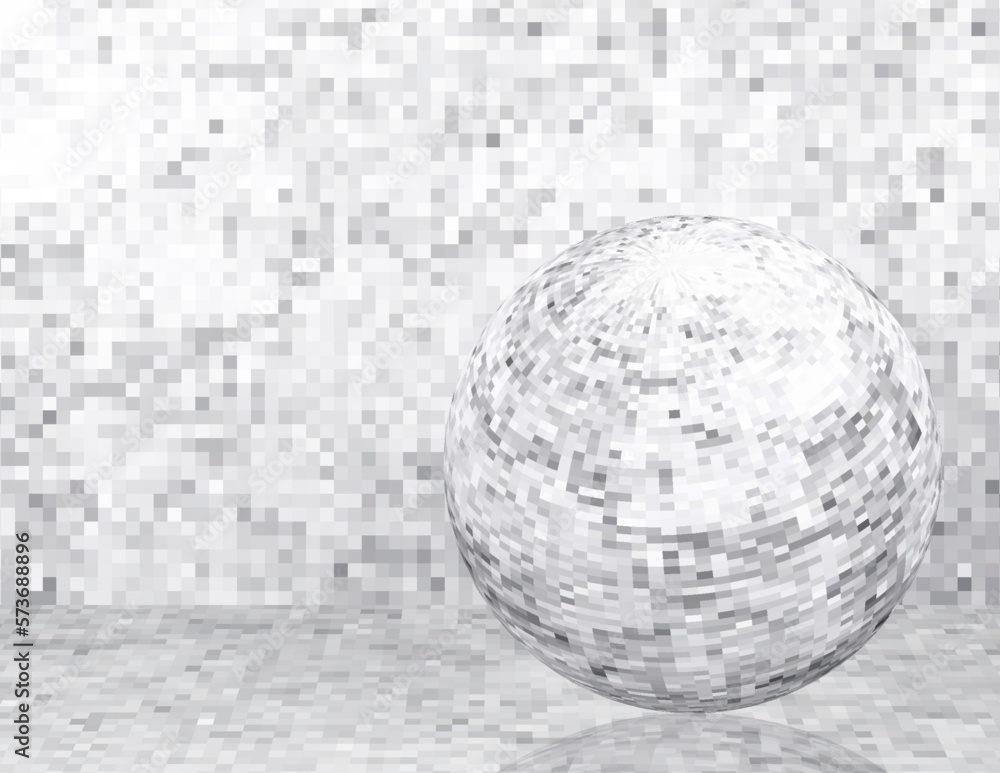 Pixelated sphere in pixel space. Grayscale graphics with orb Stock ...