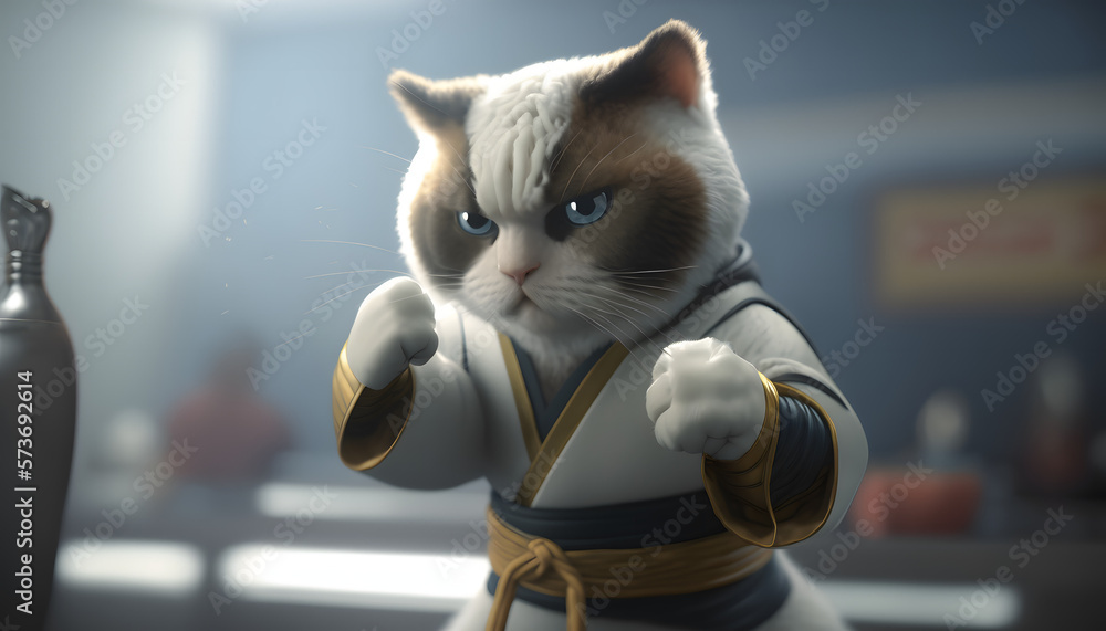 Cat as a karate master created with generative AI technology Stock ...