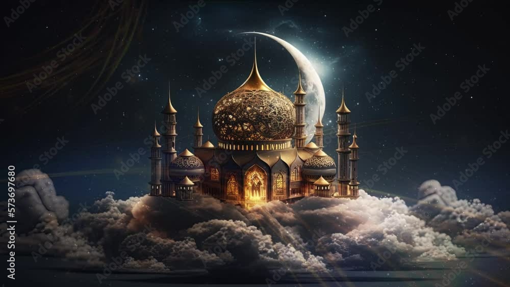 animated islamic background , ramadan mosque UHD 4K 30 fps AI ...