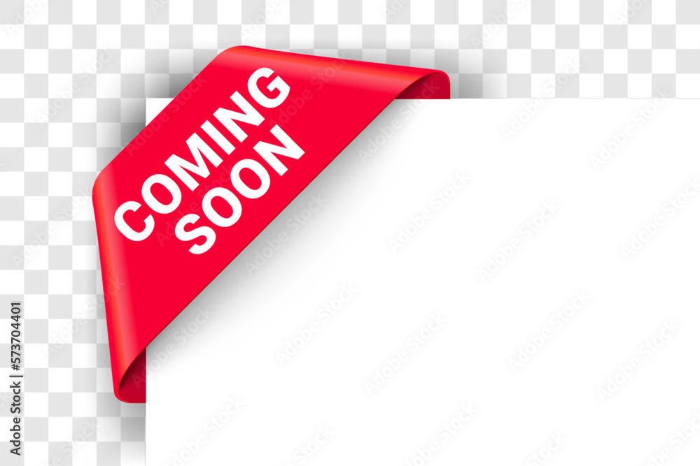 Coming soon banner corner or label tag for new open, vector ...