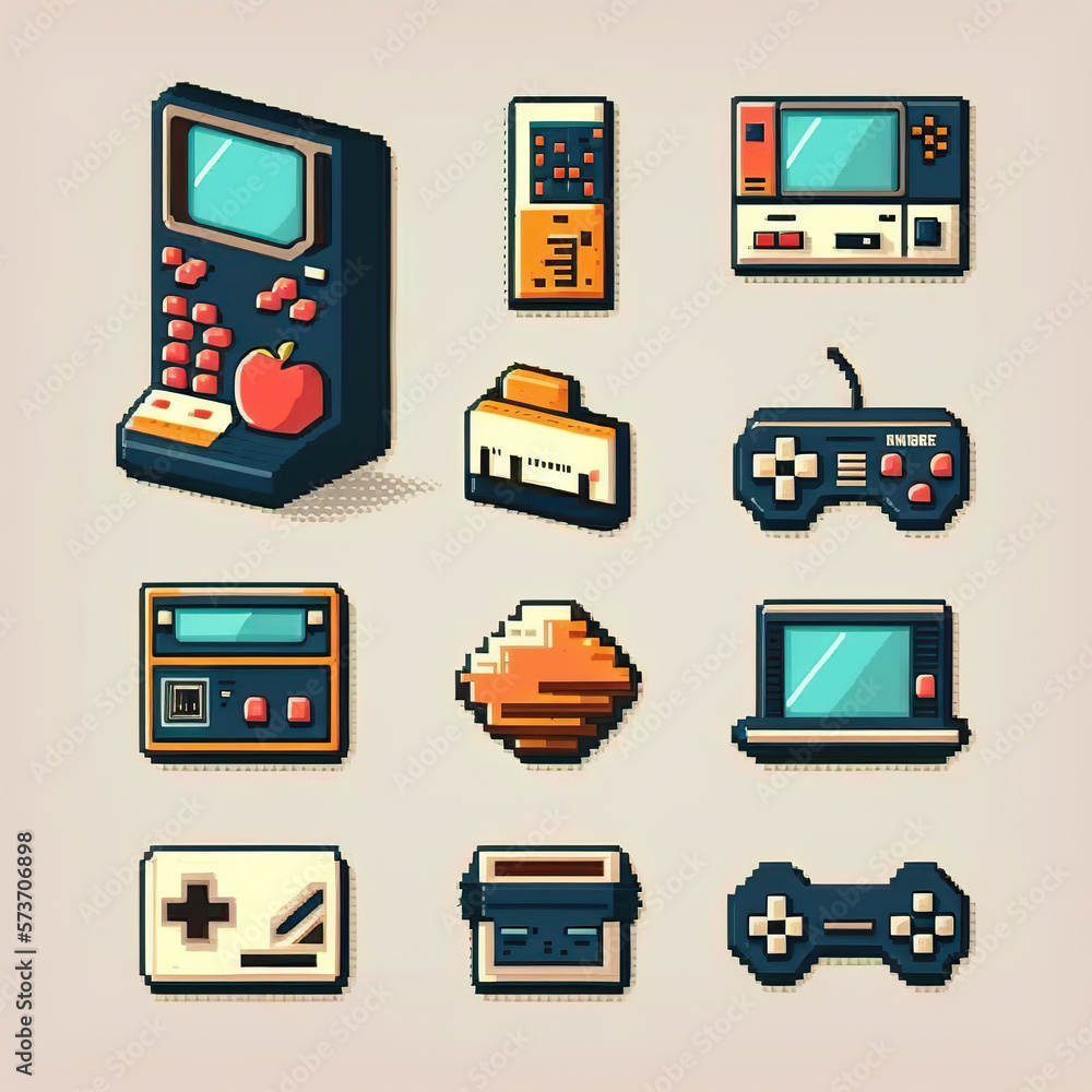 Pixel Art game, icon, object collection ,16 bits, 8 bits, Stock ...