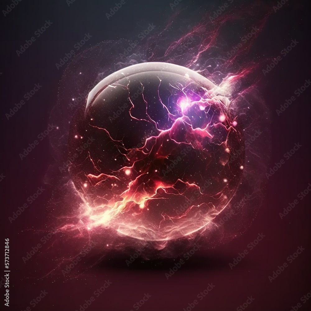 Magic sphere, energy ball with mystic glow, lightning and sparks ...