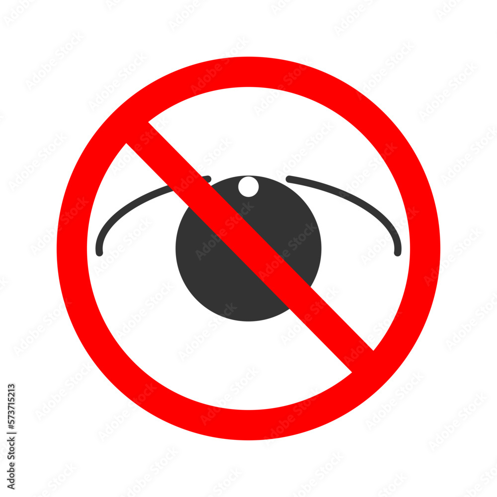 Sensitive content icon. Eye in red warning forbidden sign isolated on ...