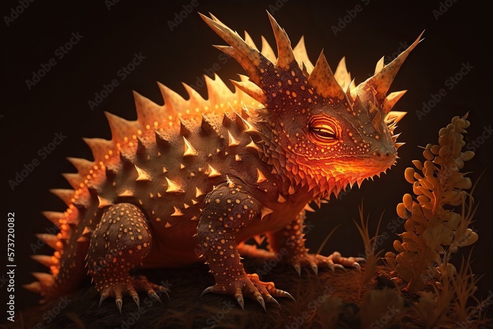 Thorny devil glowing, concept of Spiny Texture and Nocturnal ...