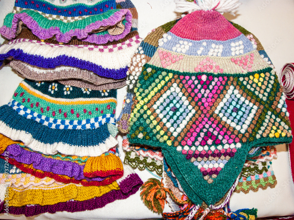 Peruvian knitted men's hatы called Chullo is a Cusco style with typical ...