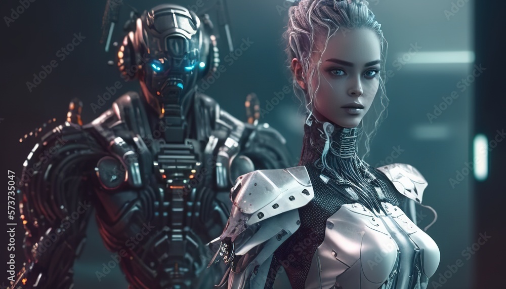 Future AI and cyborg presents a futuristic and advanced world where ...
