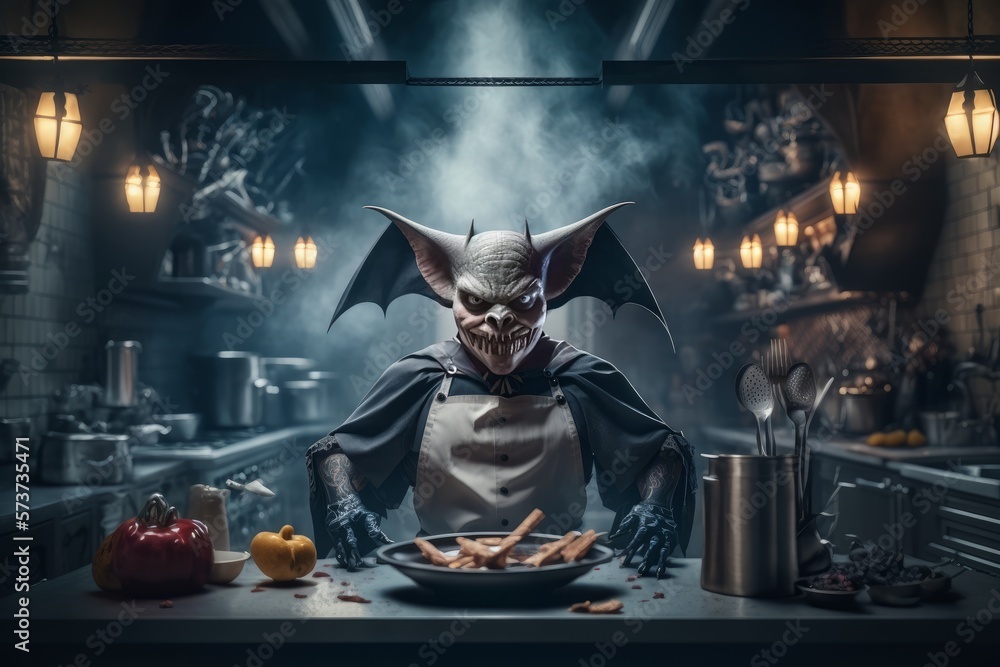 Unleashing Culinary Nightmares: A Chef Bat Haunts Spooky Restaurant ...