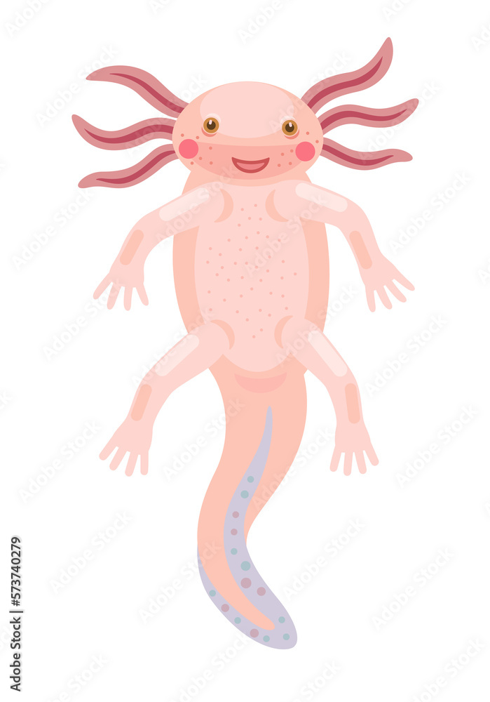 Cartoon cute joy axolotl Stock Illustration | Adobe Stock