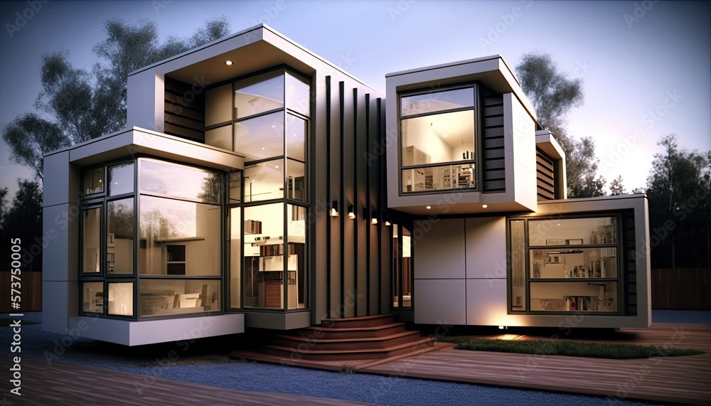 Modular homes exterior designs of modern architecture generative ai ...