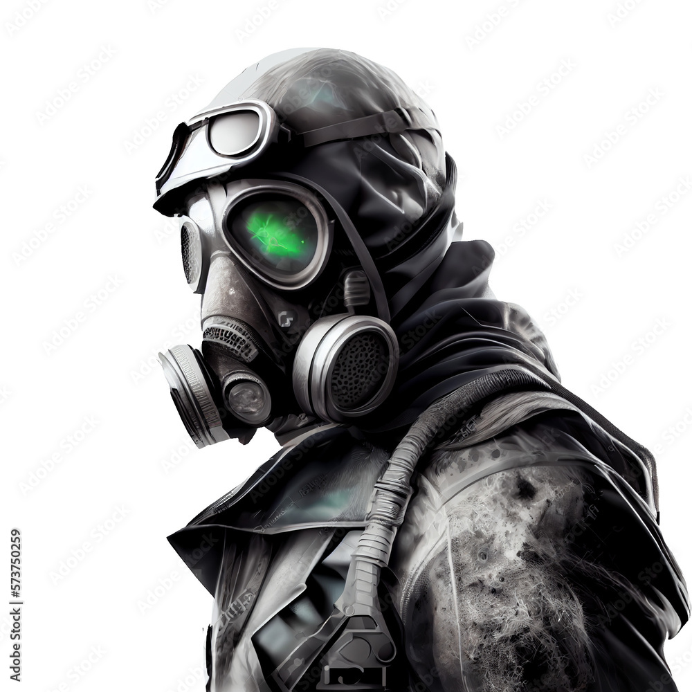 man wearing gas mask on a transparent background. generative AI. Stock ...