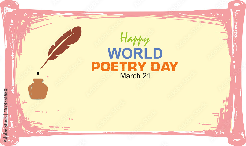 Happy world Poetry day greeting banner. Paper texture poster and ...