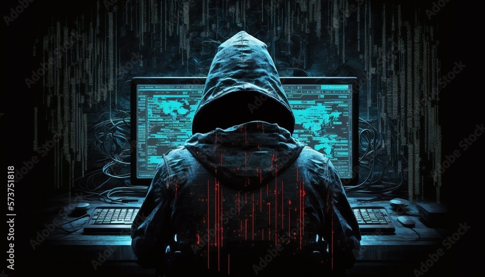 Hacker Typing Computer Cyber Terrorism Image Of Special Fraud Hacker With Code On Screen